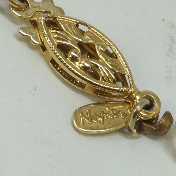 Napier | Jewelry | 24 Vintage Napier Pearl Necklace Gold Filigree ...
